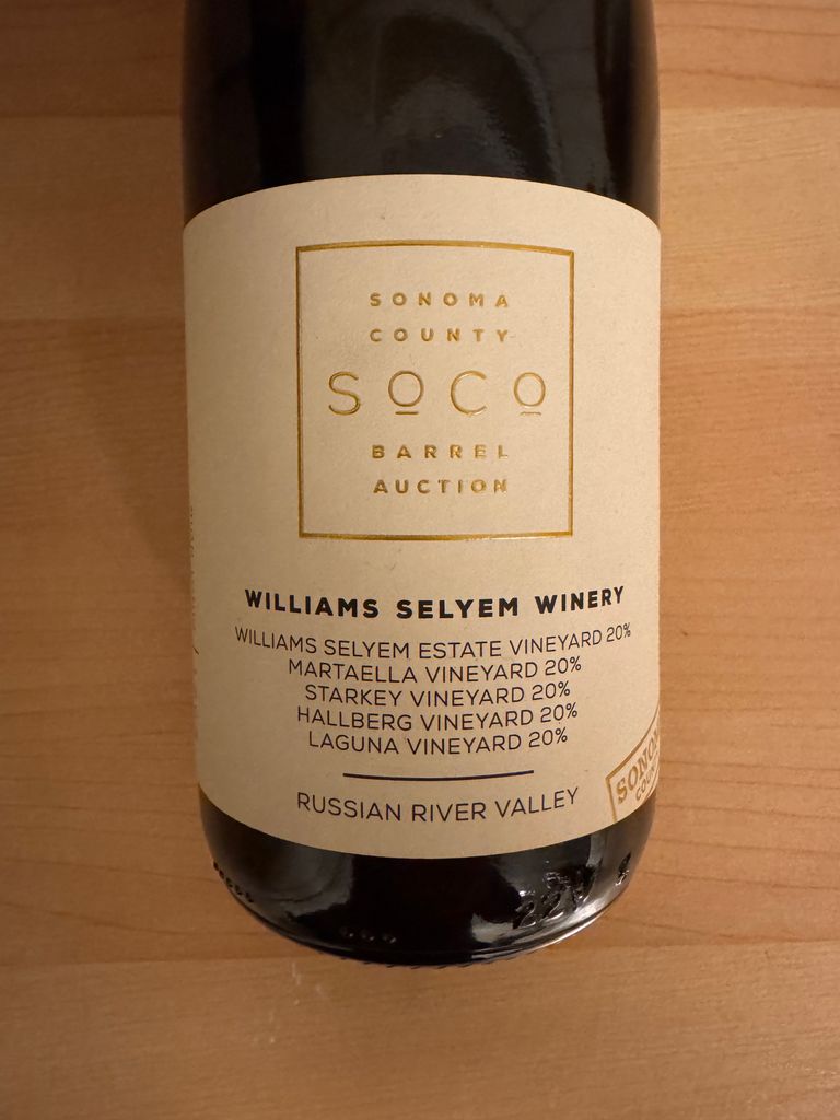 2021 Williams Selyem Pinot Noir SoCo Barrel Auction Lot #62 ...