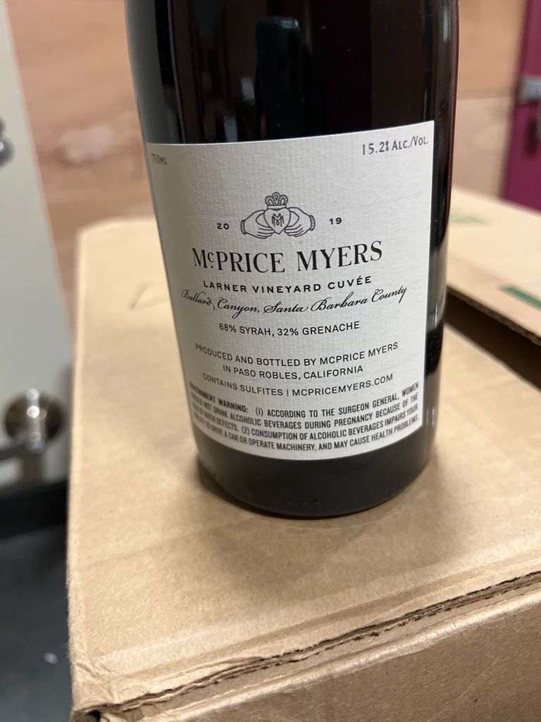 2019 McPrice Myers Hommage a Stevan Larner Larner Vineyard, USA ...