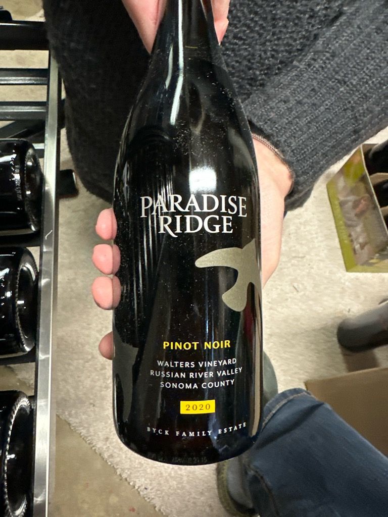 2020 Paradise Ridge Pinot Noir Estate Walter's Vineyard, USA ...