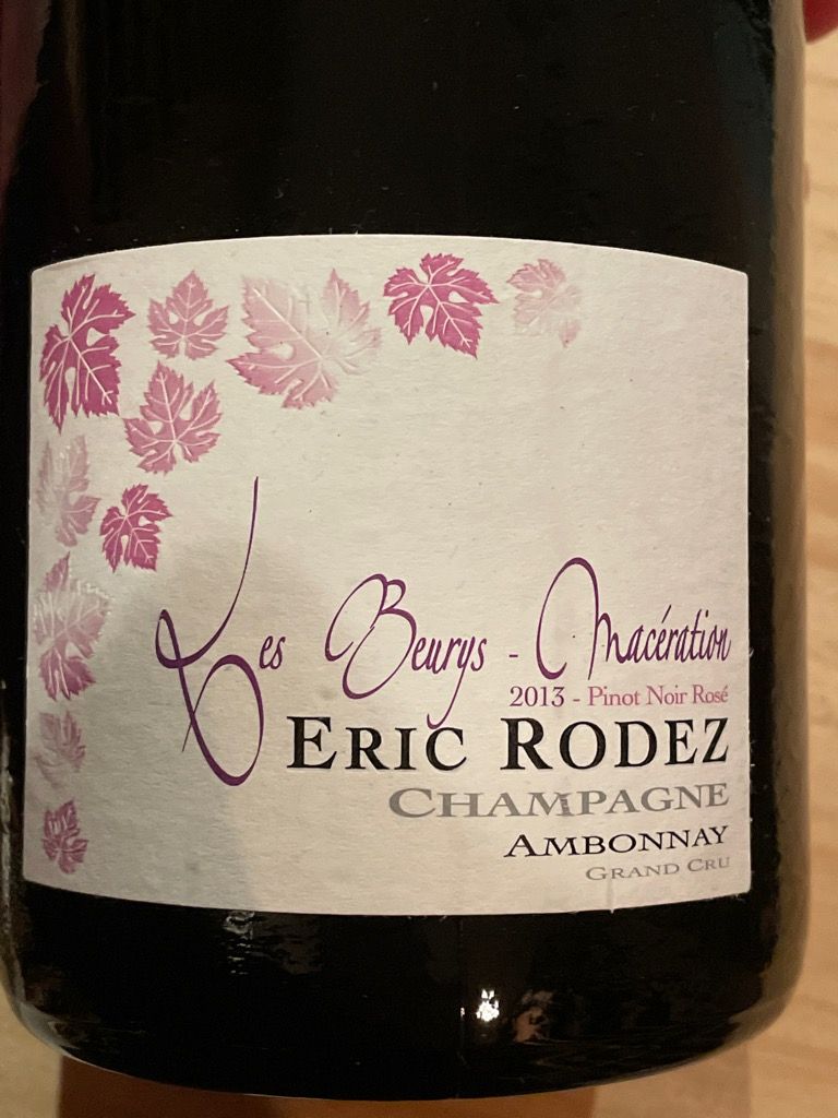 2018 Eric Rodez Pinot Noir Champagne Grand Cru Les Beurys - Macération ...