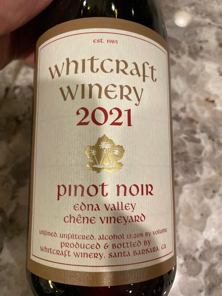 2021 Whitcraft Winery Pinot Noir Chene Vineyard, USA, California ...