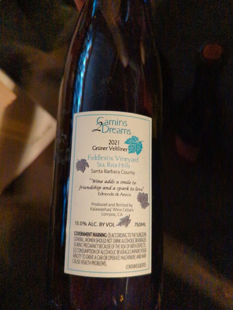 2021 Camins 2 Dreams Grüner Veltliner Pét-Nat Fiddlestix Vineyard, USA ...