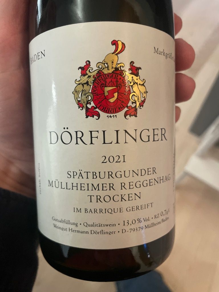 2021 Weingut Dörflinger Müllheimer Reggenhag Spätburgunder Trocken ...