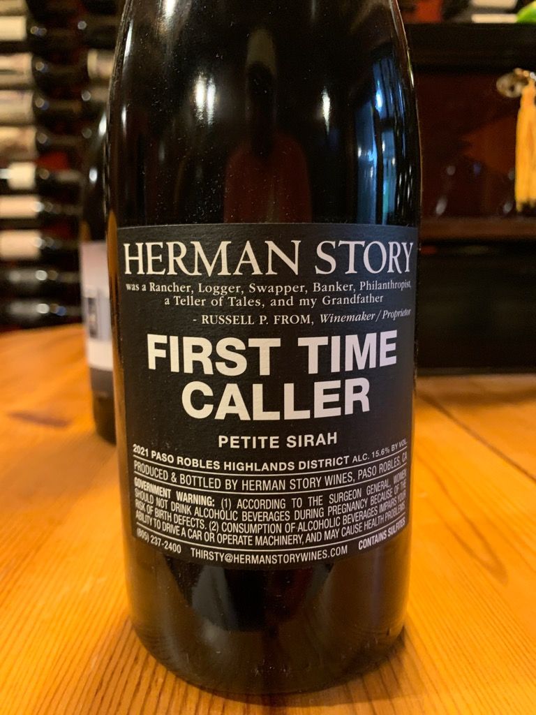 2021 Herman Story Petite Sirah First Time Caller, USA, California ...