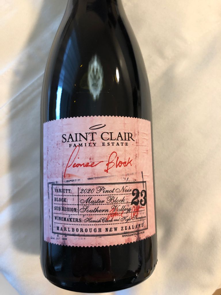 2021 Saint Clair Family Estate Pinot Noir Pioneer Block 23 Master Block ...