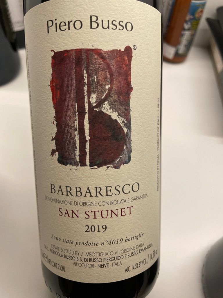 2019 Piero Busso Barbaresco San Stunet, Italy, Piedmont, Langhe ...