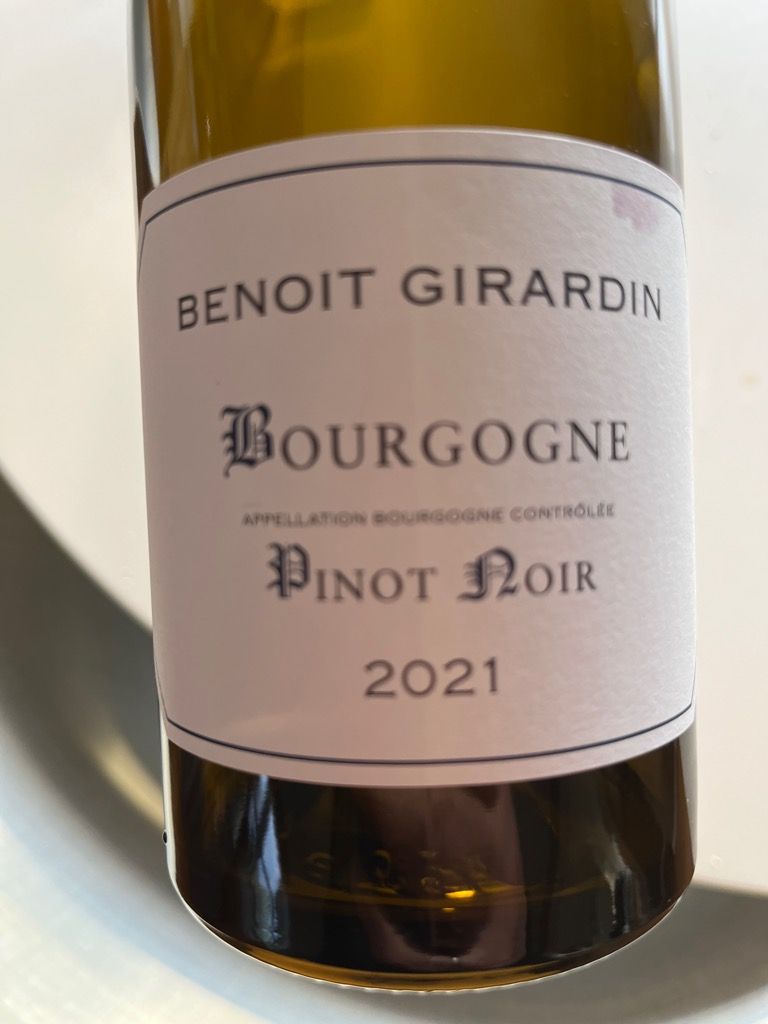 2020 Benoit Girardin Pinot Noir Bourgogne, France, Burgundy, Bourgogne ...
