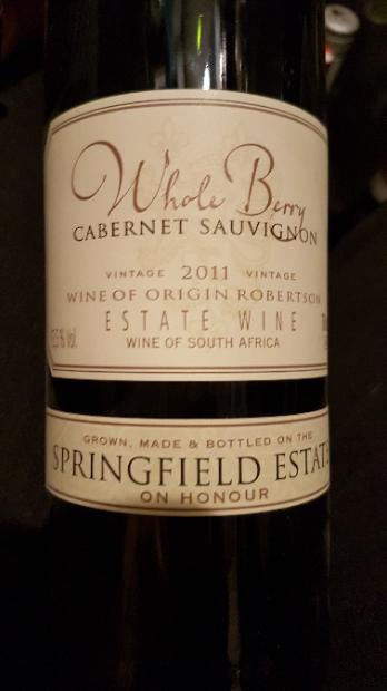 2011 Springfield Estate Cabernet Sauvignon Whole Berry, South Africa ...