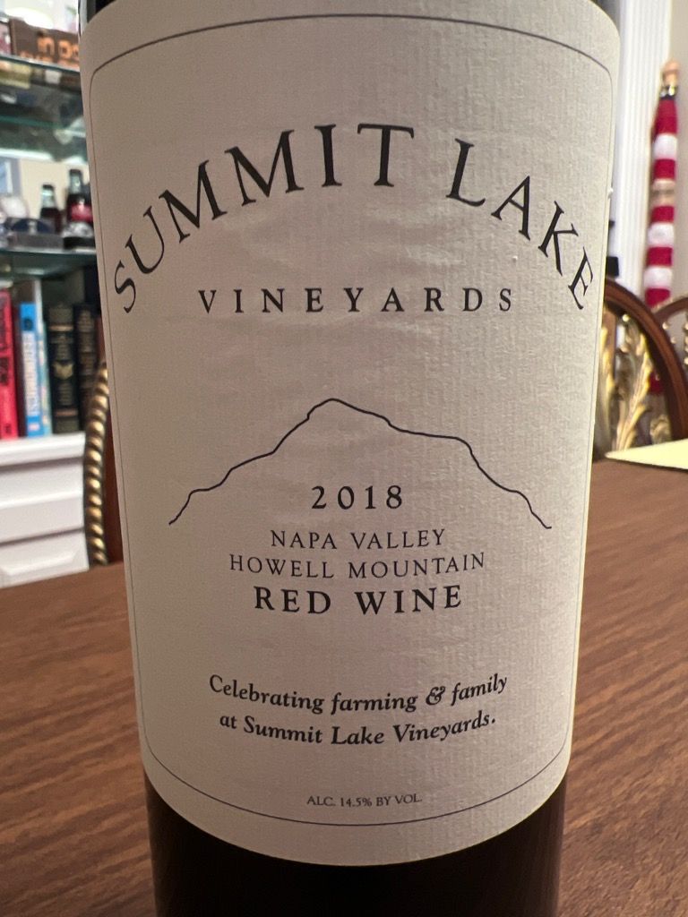 2018 Summit Lake Winery Boys Blend, USA, California, Napa Valley ...