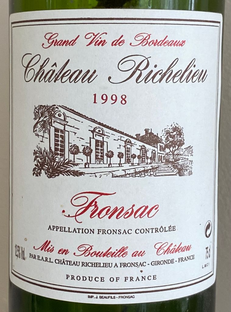 1998 Château Richelieu, France, Bordeaux, Libournais, Canon-Fronsac ...