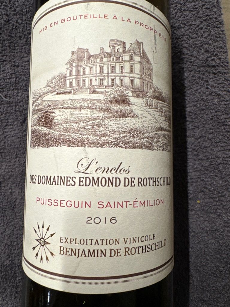 2019 Domaines Edmond de Rothschild L'Enclos, France, Bordeaux, Libournais, Puisseguin-St ...