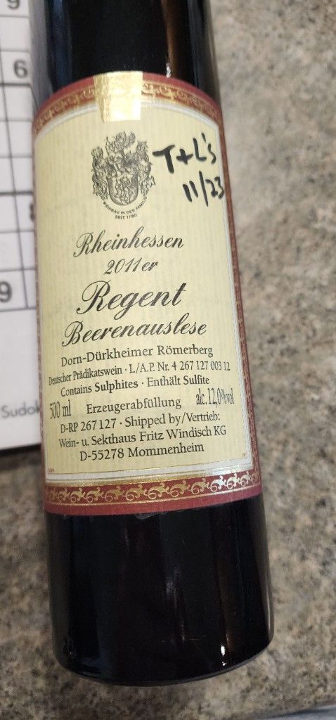 2011 Fritz Windisch Dorn-Durkheimer Romerberg Siegerrebe Beerenauslese ...