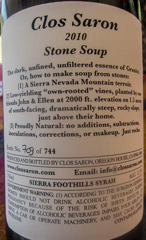 2010 Clos Saron Syrah Stone Soup, USA, California, Sierra Foothills ...