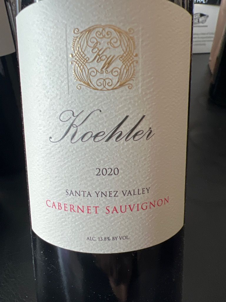 2020 Koehler Cabernet Sauvignon Santa Ynez Valley, USA, California ...