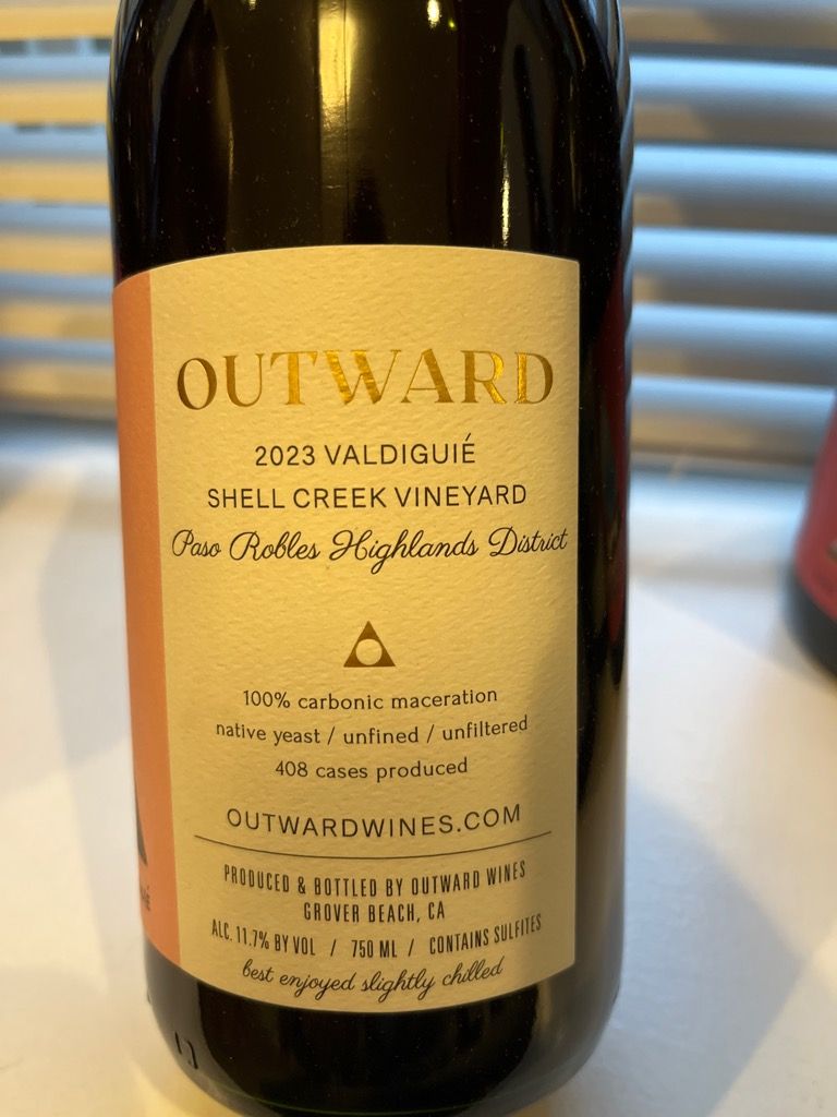 2023 Outward Wines Valdiguié Paso Robles Highlands District Shell Creek ...