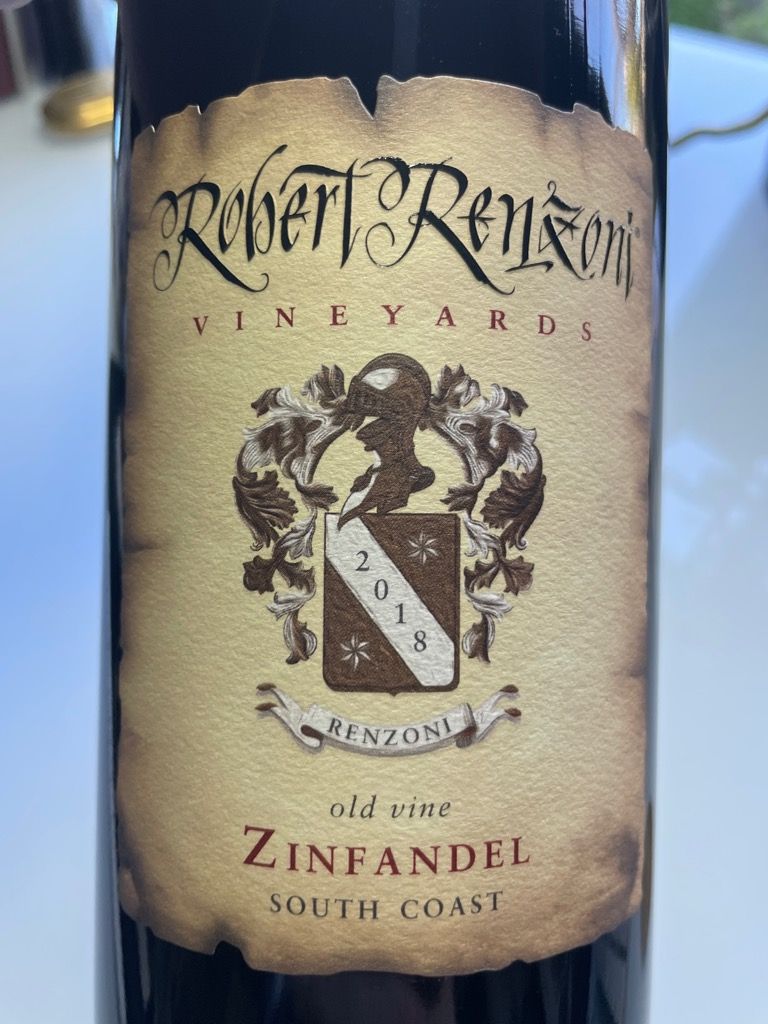 2018 Robert Renzoni Old Vine Zinfandel, USA, California, South Coast ...