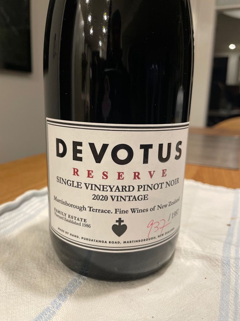2020 Devotus Pinot Noir Reserve Martinborough Terrace, New Zealand ...