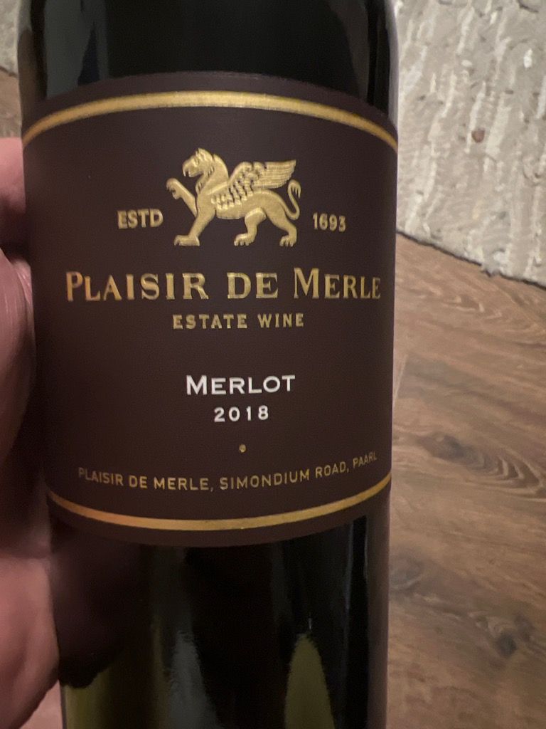 2018 Plaisir de Merle Merlot, South Africa, Coastal Region, Paarl ...