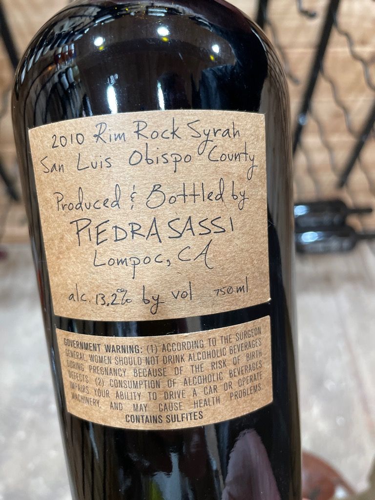 2010 Piedrasassi Syrah Rim Rock, USA, California, Central Coast, Arroyo ...