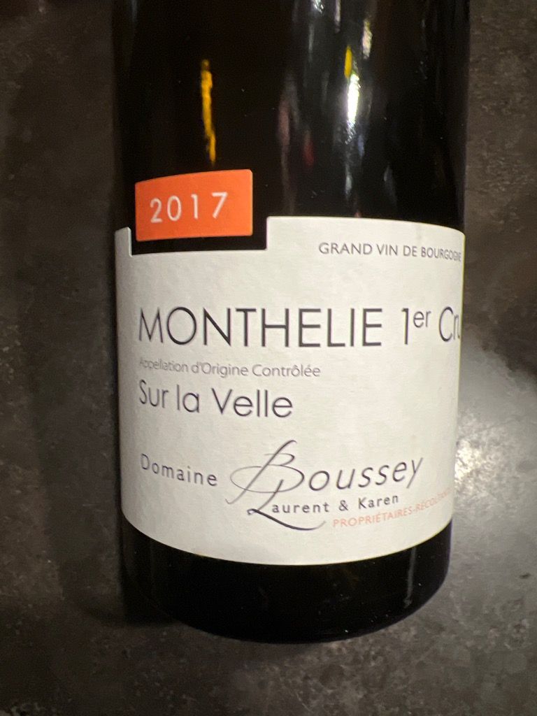 2020 Domaine Laurent Boussey Monthélie 1er Cru Sur la Velle Blanc ...