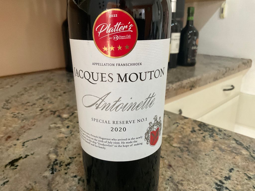 2020 Jacques Mouton Antoinette Special Reserve No. 1 Franshoek, South ...