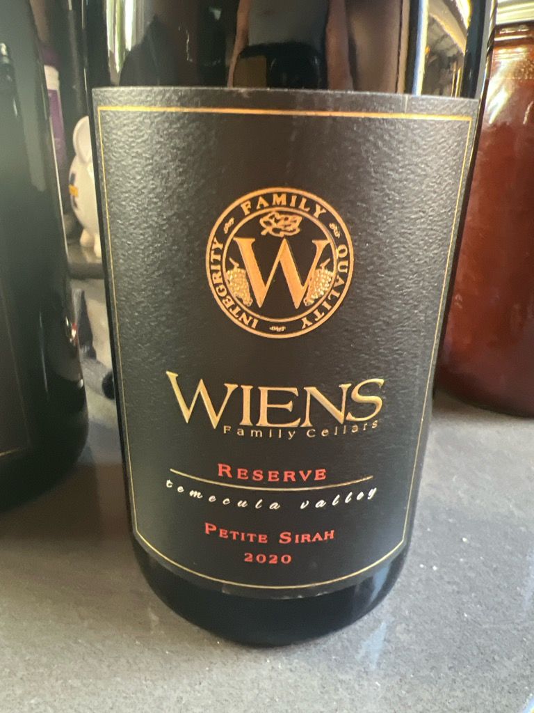 2020 Wiens Family Cellars Petite Sirah Reserve Temecula Valley, USA ...