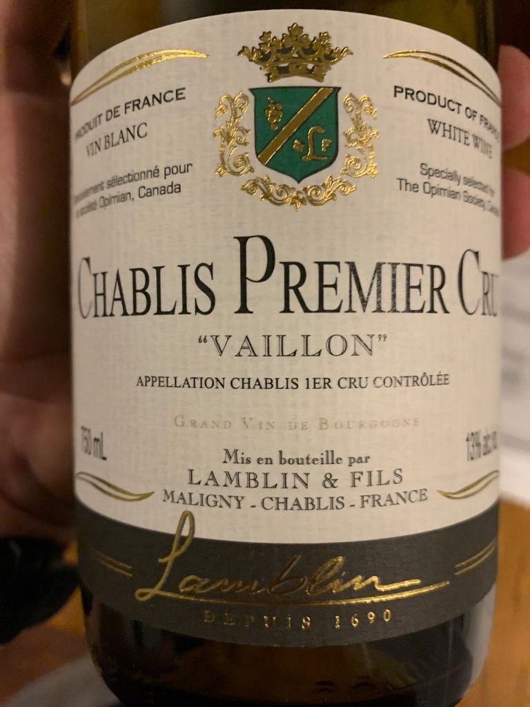 2019 Lamblin & Fils Chablis 1er Cru Vaillon, France, Burgundy, Chablis ...