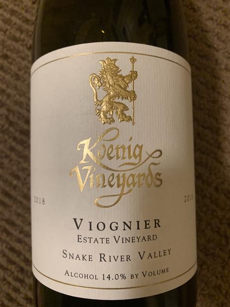 2018 Koenig Vineyards Viognier Estate Vineyard, USA, Idaho, Snake River ...