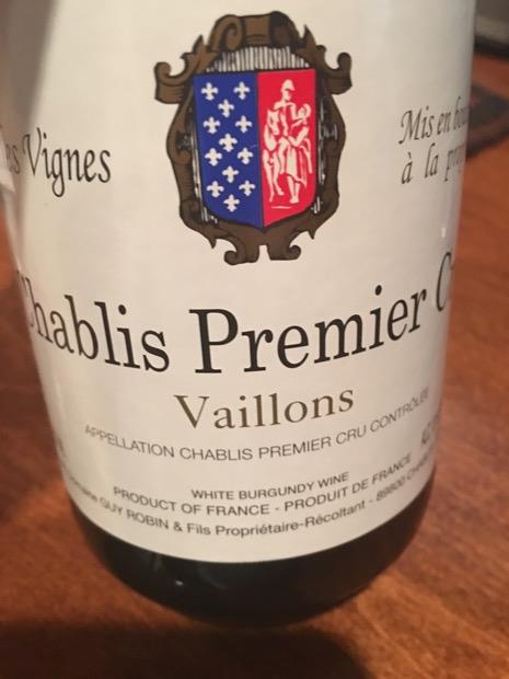2016 Domaine Guy Robin et Fils Chablis 1er Cru Vaillons Vieilles Vignes ...