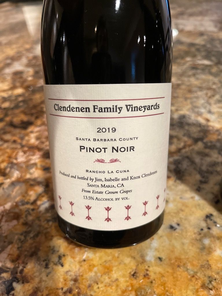 2019 Clendenen Family Vineyards Pinot Noir Rancho La Cuna, USA ...