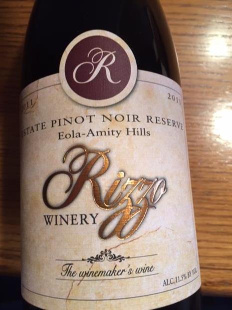 2011 Rizzo Winery Pinot Noir Estate Reserve, USA, Oregon, Willamette ...