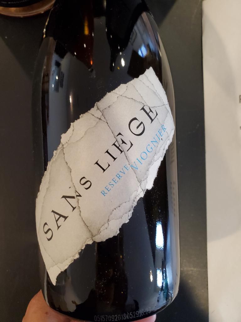 2020 Sans Liege Viognier Reserve 55% White Hawk, 45% Bien Nacido, USA ...