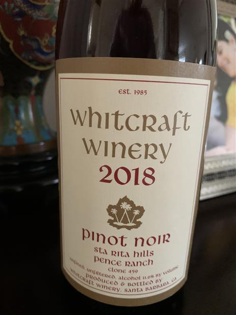 2018 Whitcraft Winery Pinot Noir Clone 459 Pence Ranch, USA, California ...