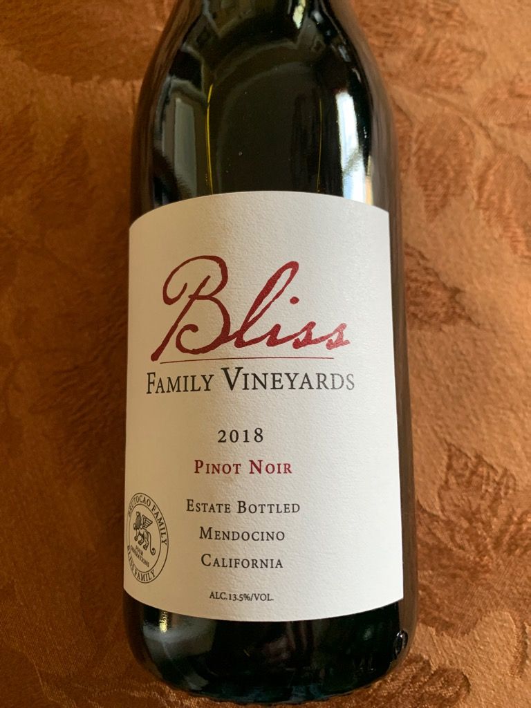 2017 Bliss Family Vineyards Pinot Noir, USA, California, North Coast ...