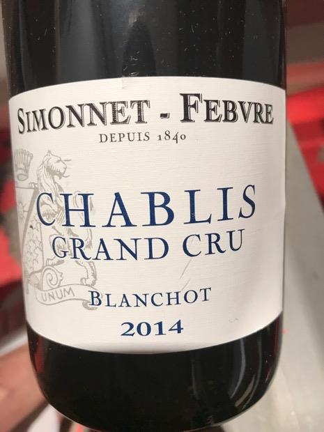 2012 Simonnet-Febvre Chablis Grand Cru Blanchot, France, Burgundy ...