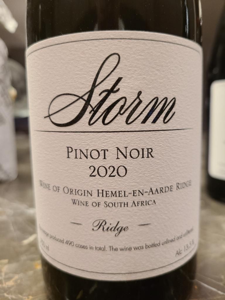2020 Storm Wines (South Africa) Pinot Noir Ridge, South Africa, Cape ...