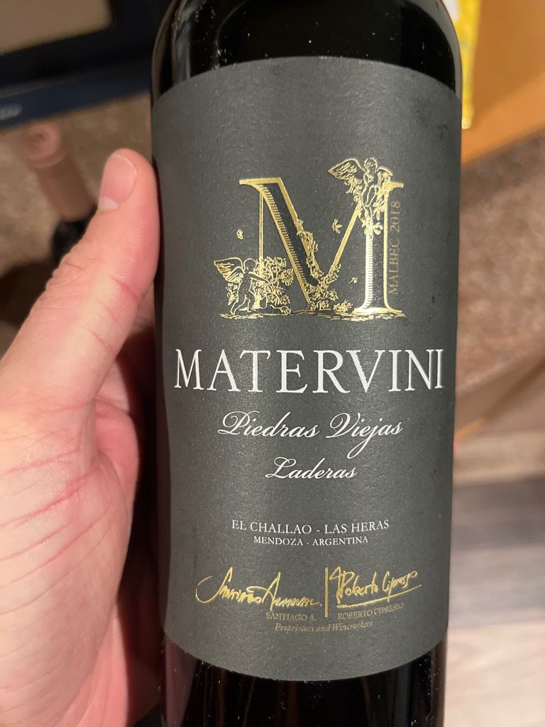 2015 Matervini Malbec Piedras Viejas Laderas, Argentina, Mendoza ...