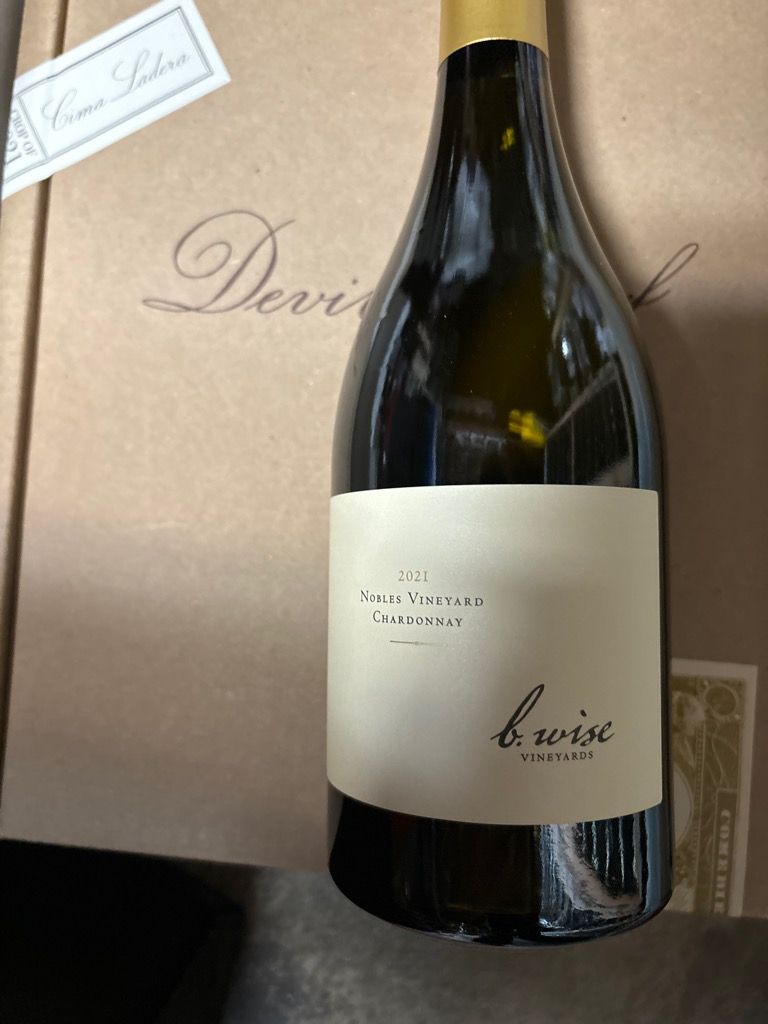 2021 B. Wise Vineyards Chardonnay Nobles Vineyard, USA, California ...