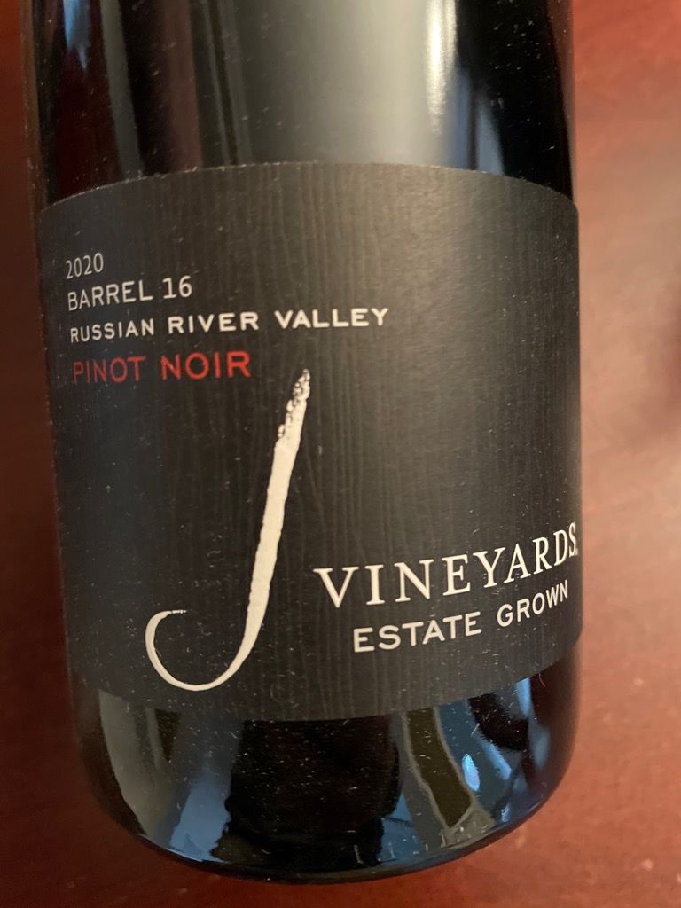 2020 J Vineyards & Winery Pinot Noir Barrel 16 Russian River Valley ...
