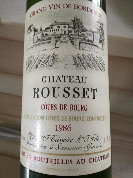 1986 Château Rousset, France, Bordeaux, Côtes de Bourg - CellarTracker
