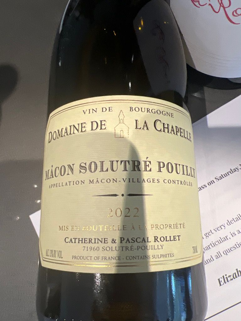 2022 Catherine et Pascal Rollet Mâcon Solutré-Pouilly Domaine de la ...