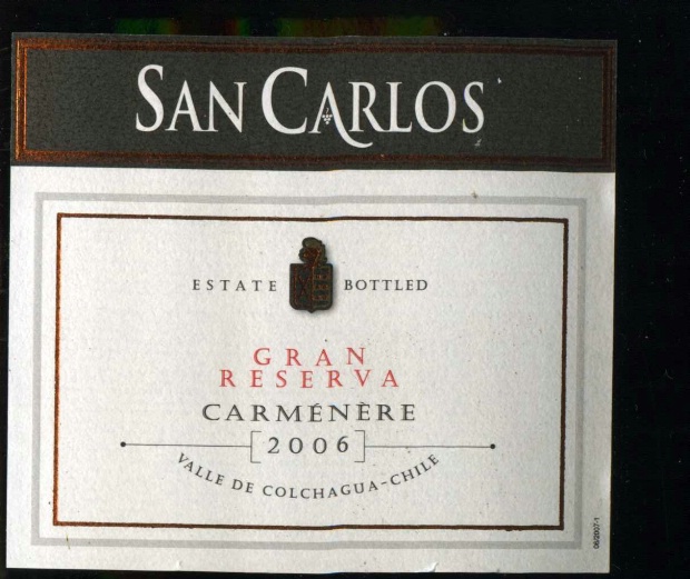 2006 Viu Manent Carménère Gran Reserva San Carlos Estate, Chile, Rapel Valley, Colchagua Valley ...