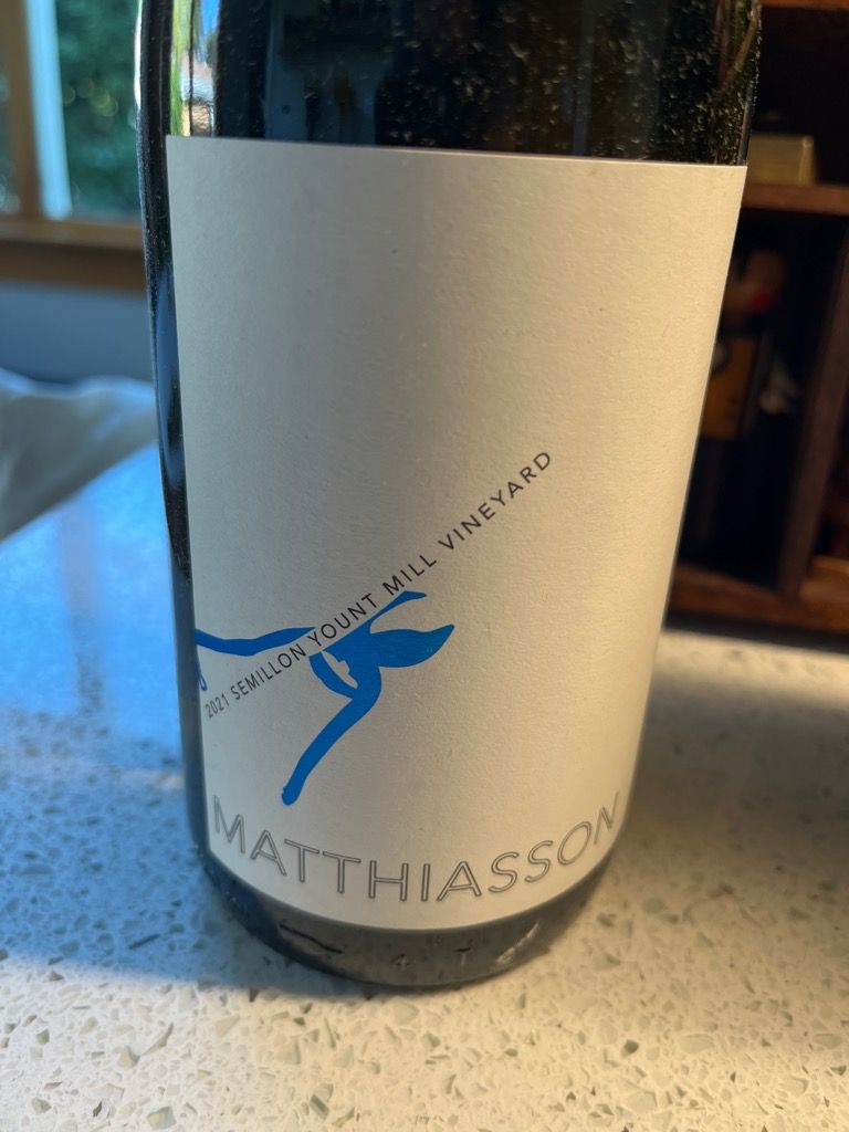 2021 Matthiasson Sémillon Yount Mill Vineyard, USA, California, Napa ...