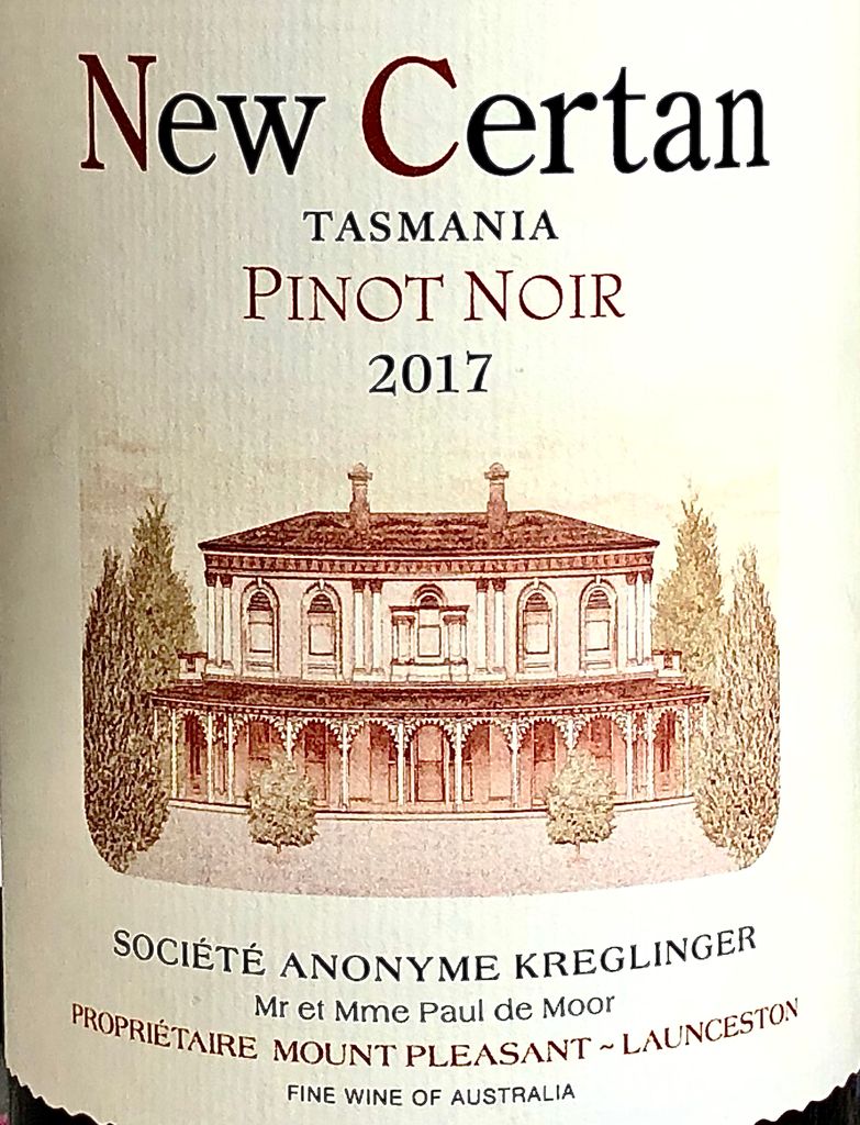 2017 Kreglinger Wine Estates Pinot Noir New Certan Mount Pleasant ...