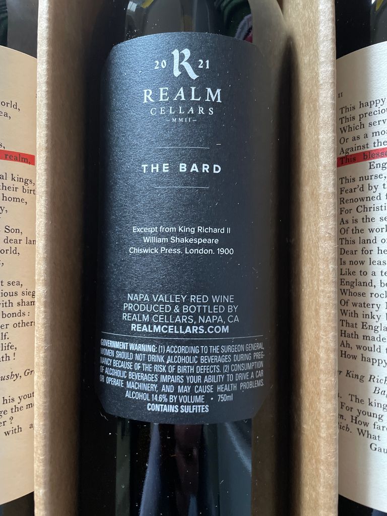 Community Tasting Note - 2021 Realm Cellars The Bard - CellarTracker