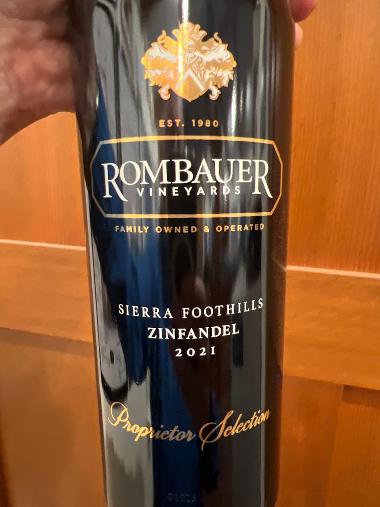 2021 Rombauer Vineyards Zinfandel Proprietor Selection Sierra Foothills ...