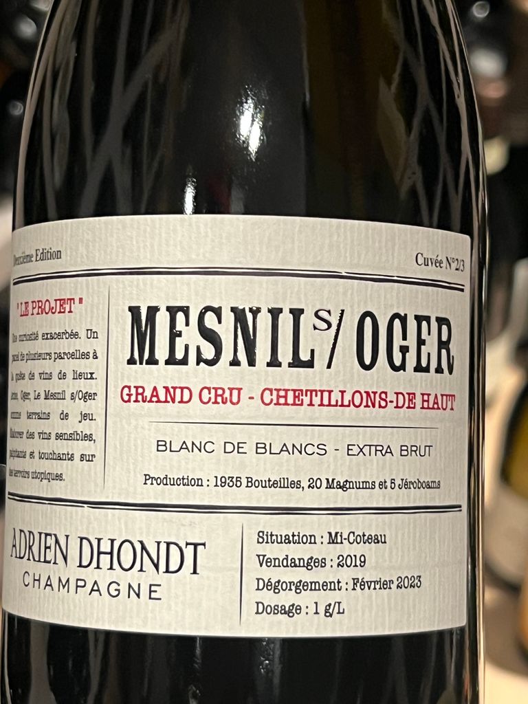 2019 Adrien Dhondt Champagne Grand Cru Blanc de Blancs Chetillon de Haut, France, Champagne ...