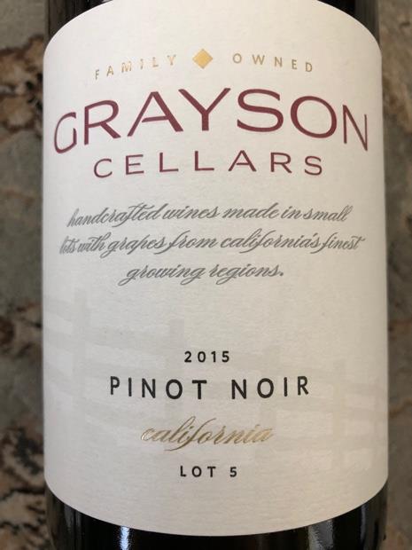 2014 Grayson Cellars Pinot Noir Lot 5 California, USA, California ...