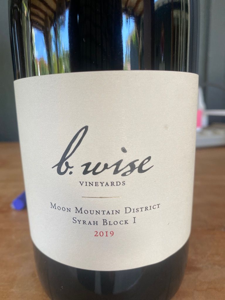 2019 B. Wise Vineyards Syrah Estate Grown, Block 1, USA, California ...