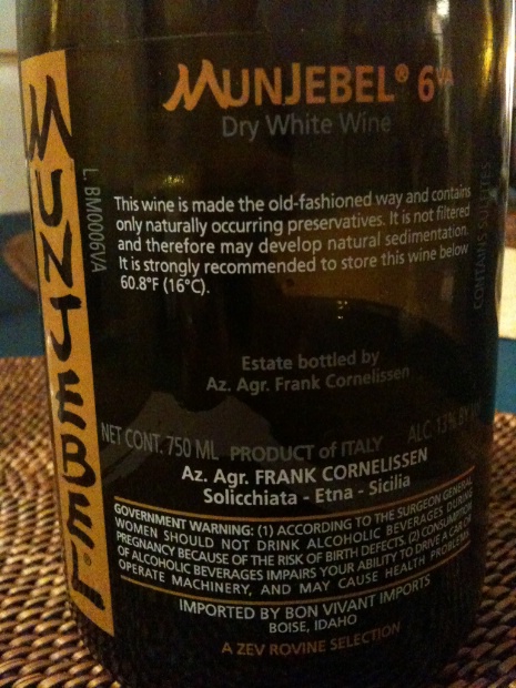 NV Frank Cornelissen MunJebel Bianco 6, Italy, Sicily, Sicilia ...
